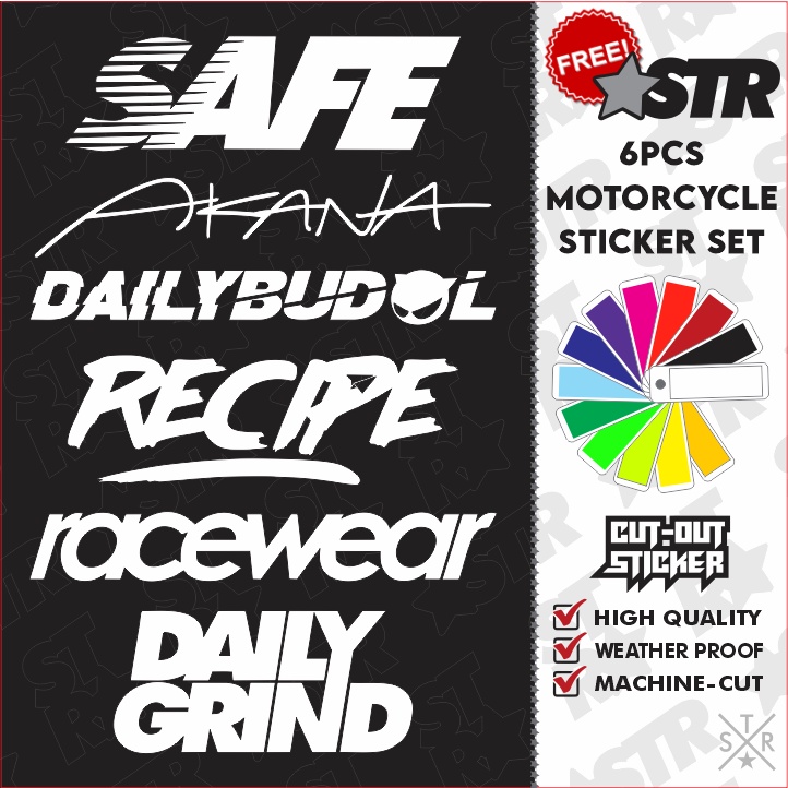 MOTORCYCLE STICKER 6pcs SET (SAFE AKANA DAILYBUDOL RECIPE RACEWEAR ...