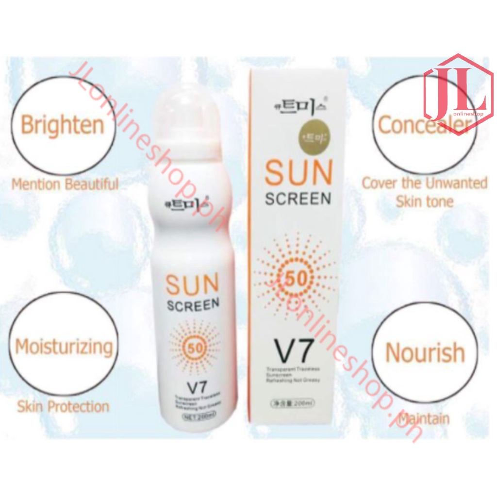 ORIGINAL Sunscreen SPF50 V7 Korean Spray lotion Instant Whitening ...