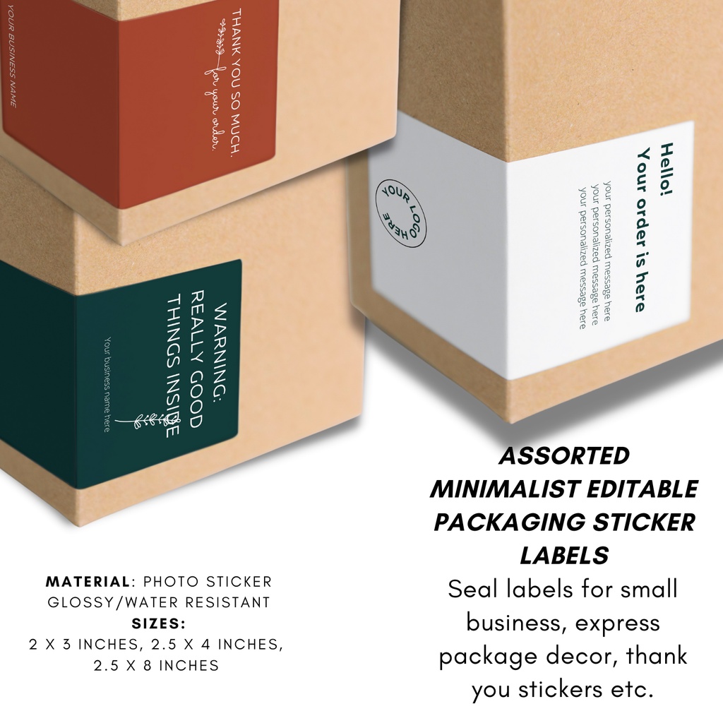 ASSORTED MINIMALIST STYLE EDITABLE PACKAGING STICKER LABELS | Shopee ...