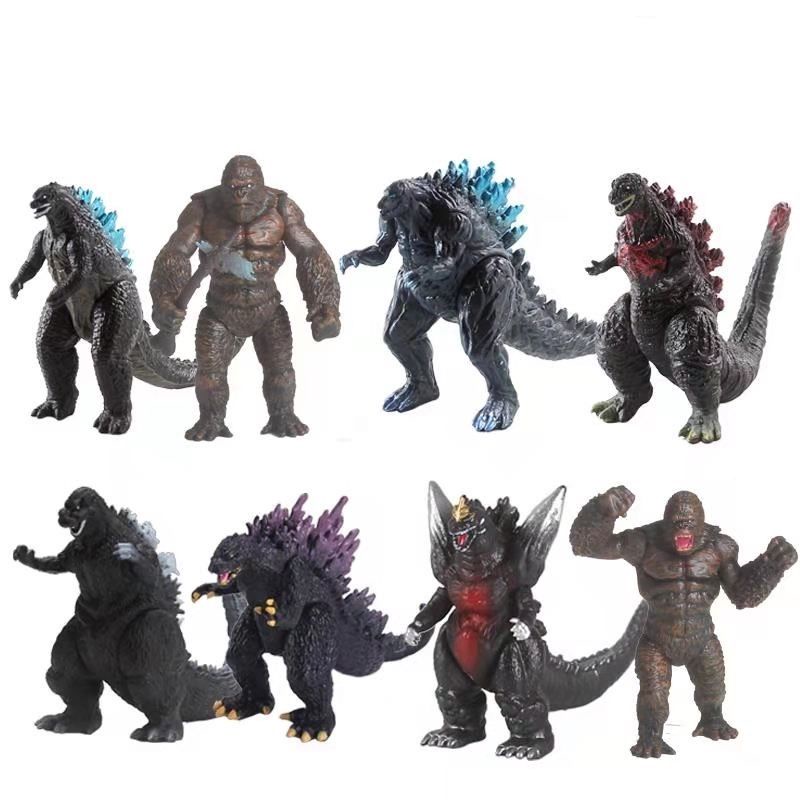 8pcs/set mini Godzilla vs king kong burning Godzilla movie figure pvc ...