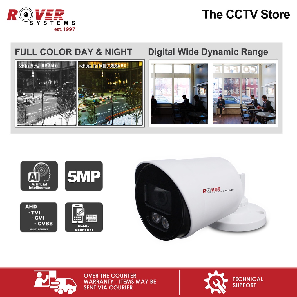 Rover Systems 5MP 4in1 Full Color Day and Night Bullet CCTV Camera ...