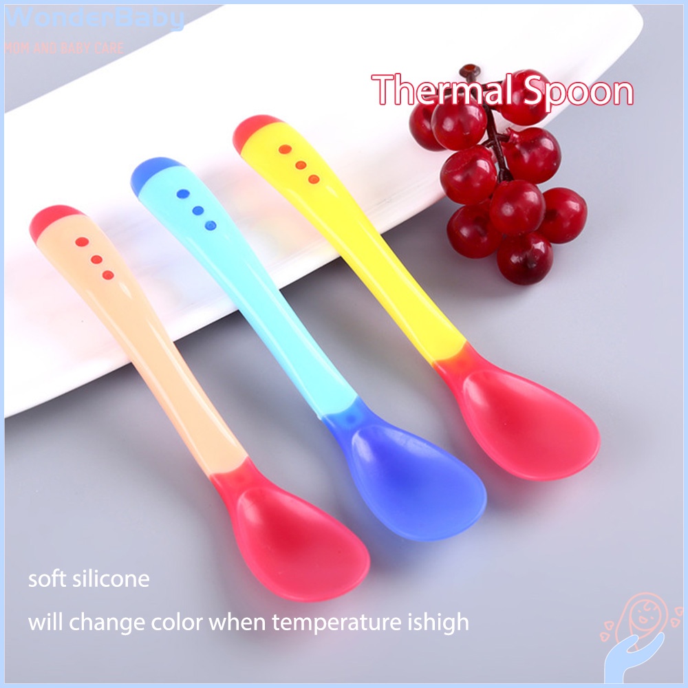 WD【COD】 BPA free spoon baby silicon Temperature sensing thermal feeding ...