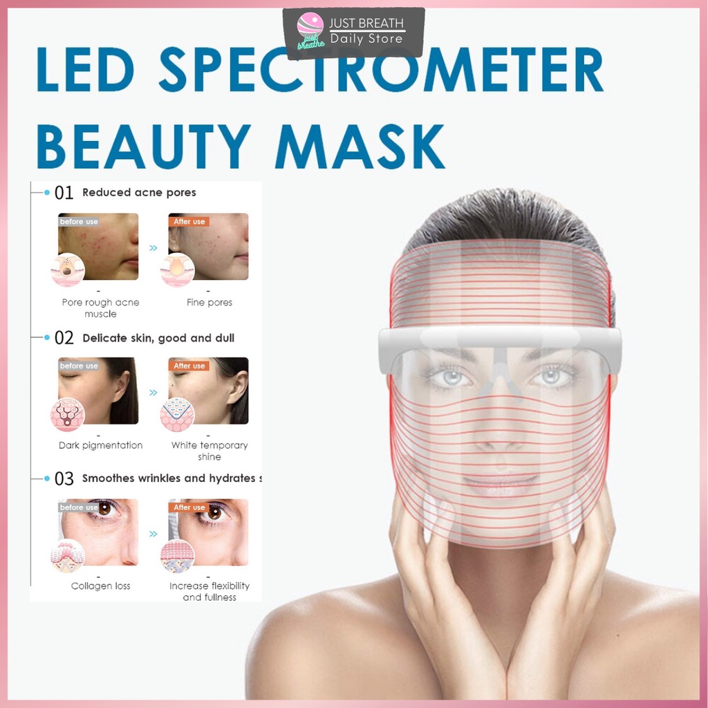 LED LIGHT Facial Therapy Glow Mask 3 in 1 Skin Rejuvenation Acne ...