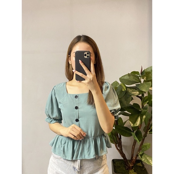 COCOBABA Kelly Peplum Button Top | Shopee Philippines