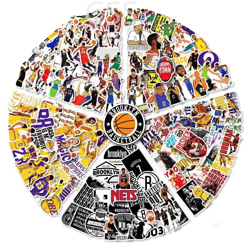 CSS.50Pcs/Set NBA Basketball Graffiti Waterproof Sticker Classic Action ...