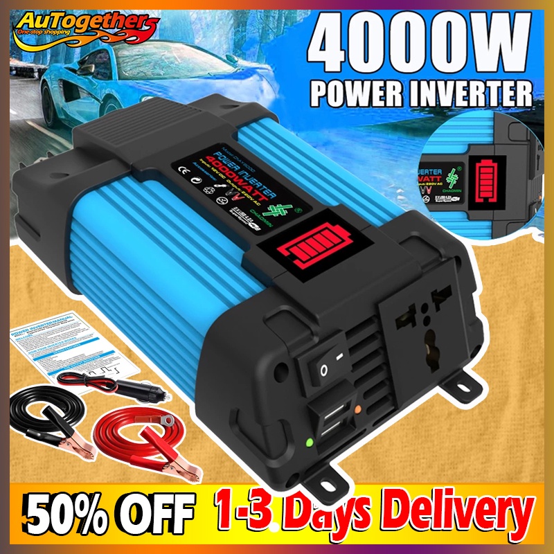 110V/220V 4000W Car Power Inverter LED Display Dual USB Voltage ...