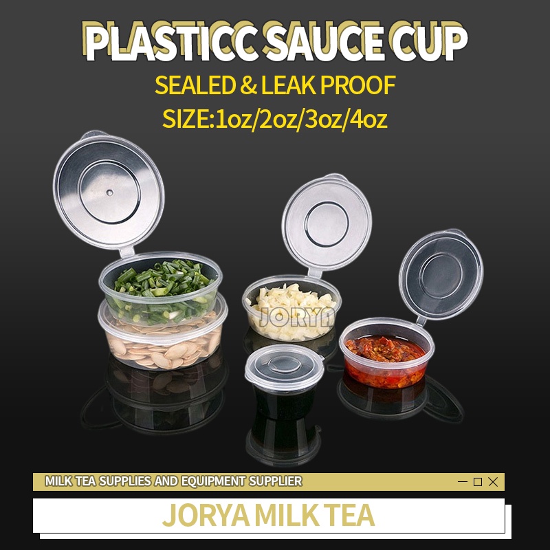 50pcs Plastic Sauce Cup Hinged Type Lid 25ml/38ml/50ml/75ml/100ml | Shopee Philippines