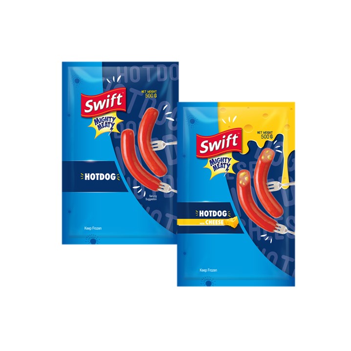 Swift Mighty Meaty Hotdog Regular 500g + Swift Mighty Meaty Hotdog ...