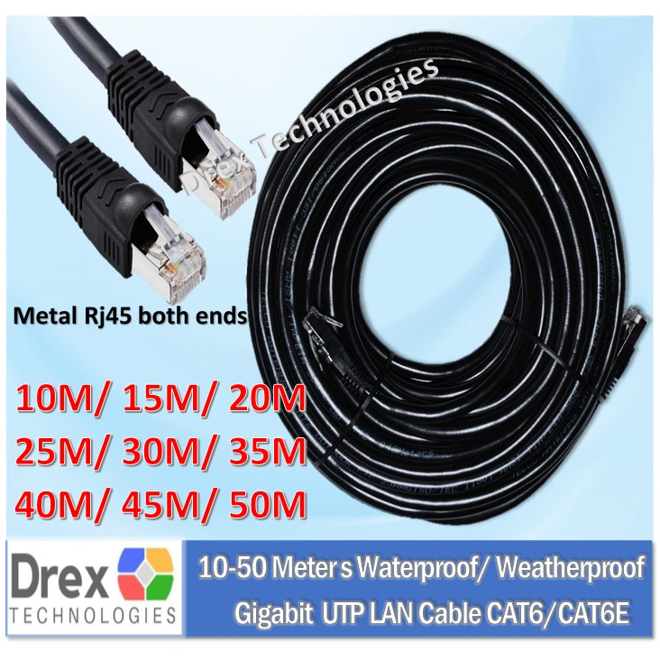 10M 15M 20M 25M 30M 35M 40M 45M 50M Meters Weatherproof Utp Lan Cable Cat6 Cat6E W Metal Rj45 ...