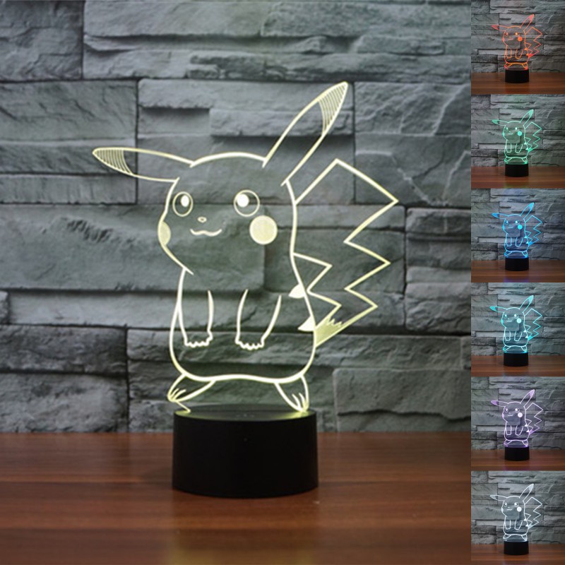 Kawaii Pikachu Night Light 7 Colors Gradient Pokemon Lovely USB LED ...