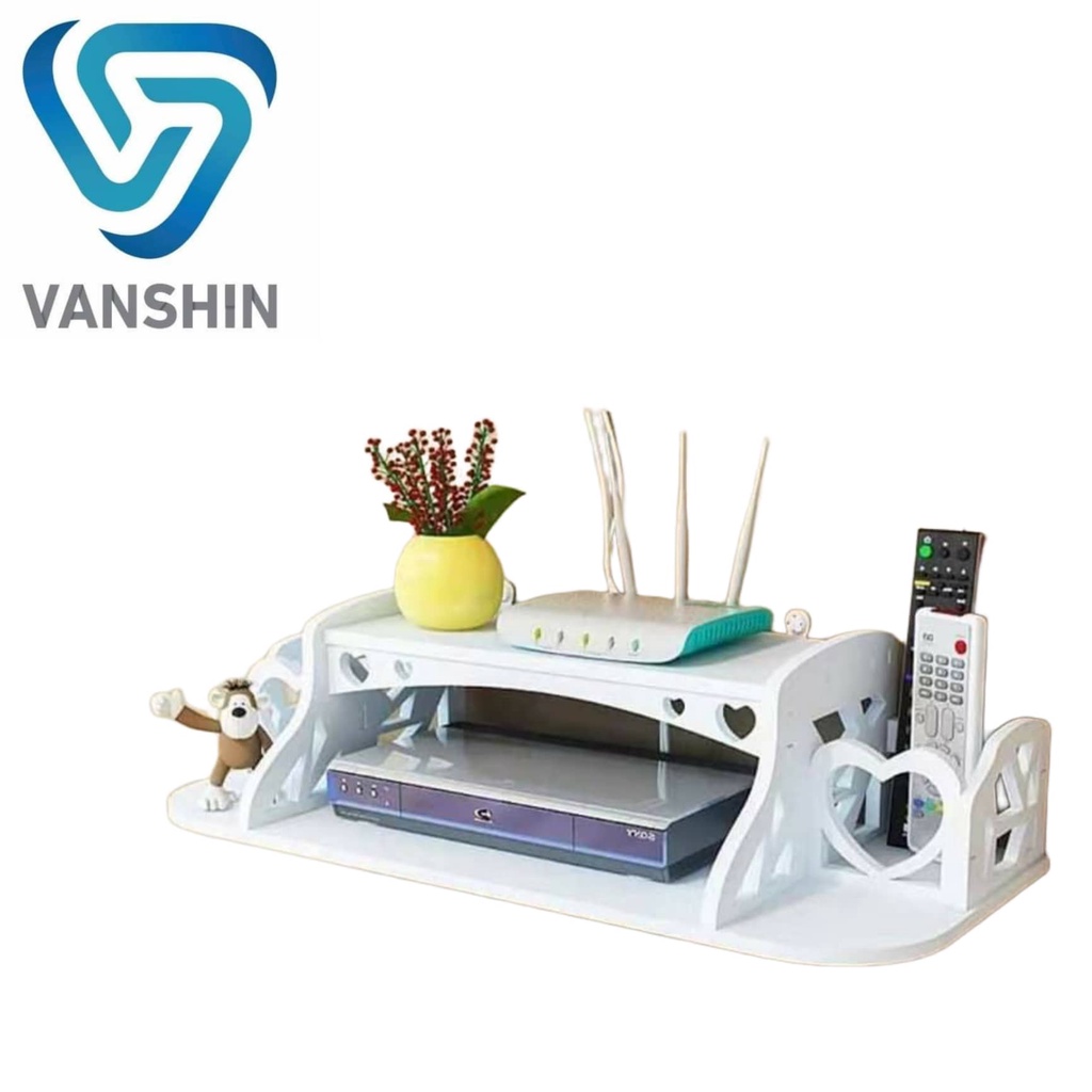 Wooden DVD Player Rack TV Box Router Rack Wall Mount 2 Tier Shelf ...