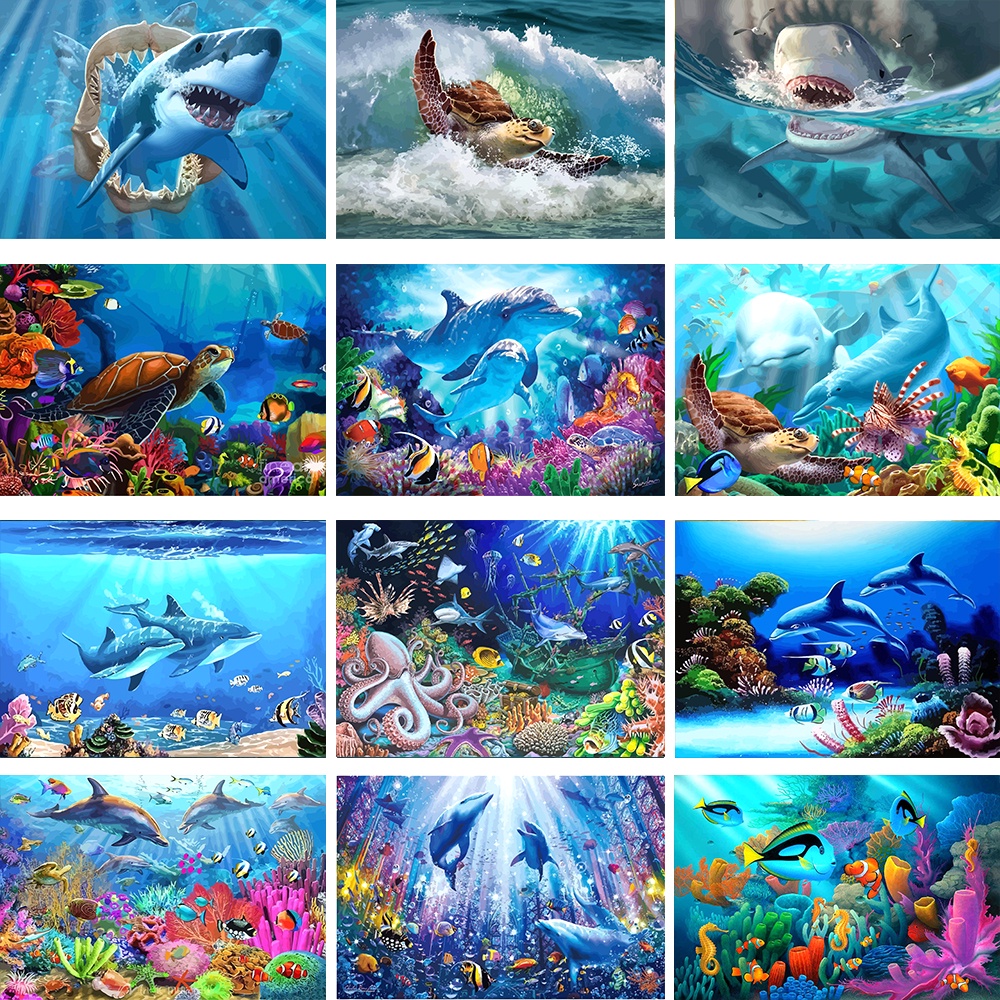 Ocean Whale Shark 40*50CM DIY Painting By Numbers Zero Basis ...