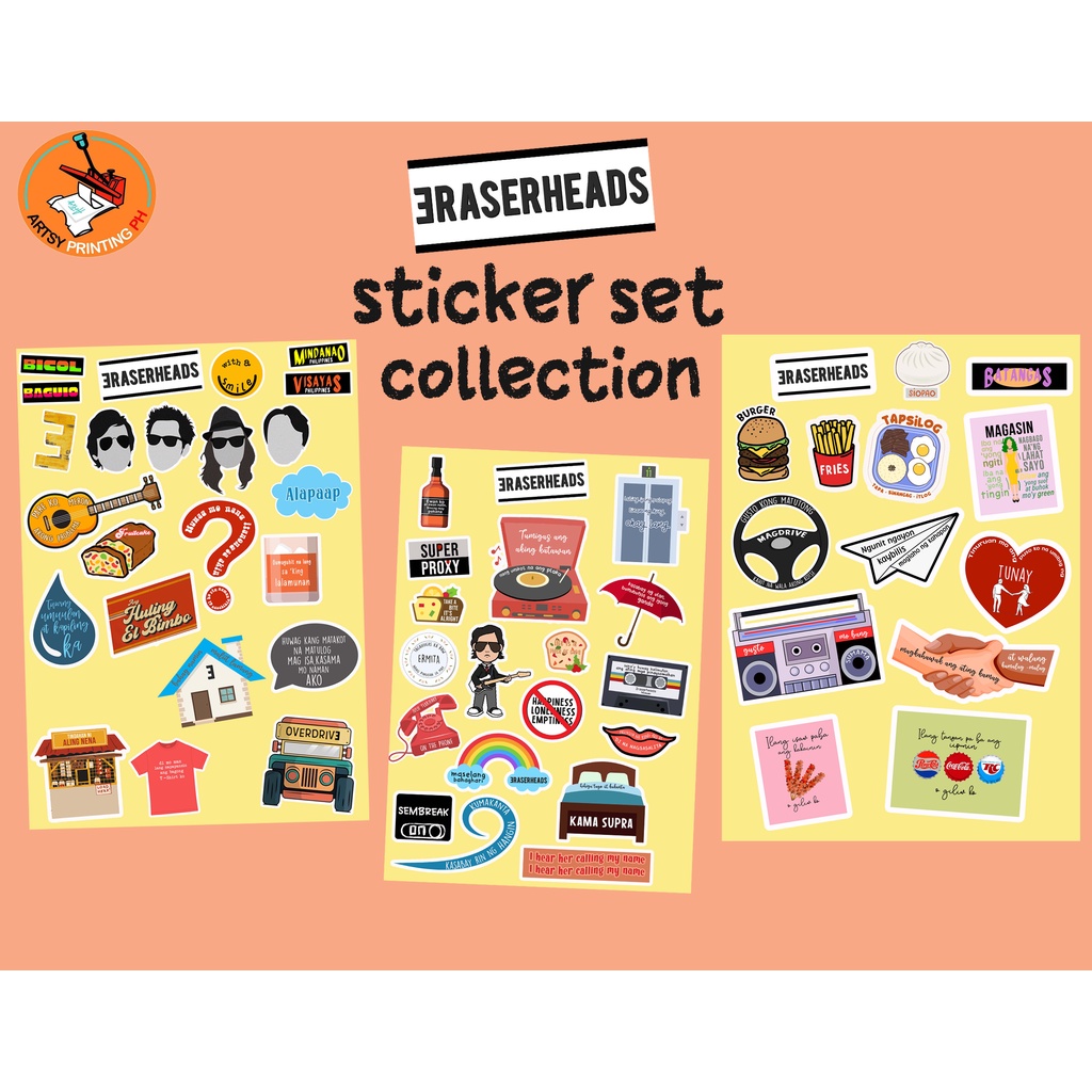 ARTSY- ERASERHEADS STICKER SET COLLECTION SOLD PER SHEET | Shopee ...