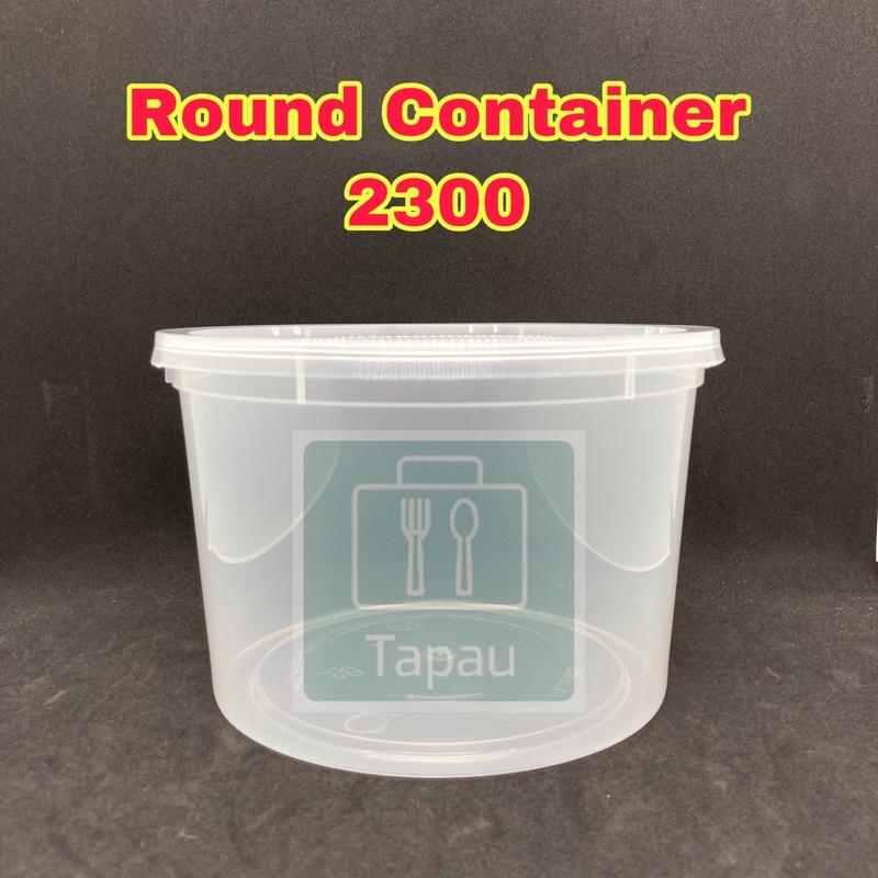 TAPAU - 2300 Round Disposable Plastic Food Container ( 25pcs ) 2300ml ...