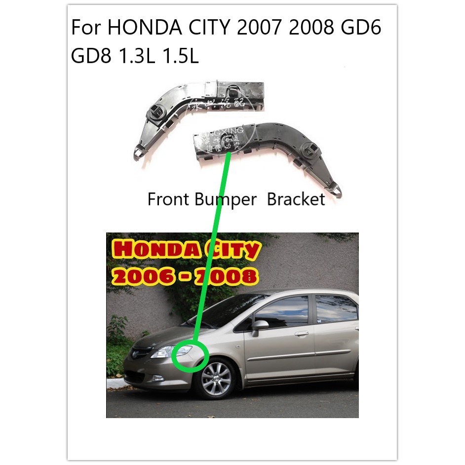 Front bumper bracket / Front Bumper Side Spacer Bracket For HONDA CITY 2006 2007 2008 GD6 GD8 1 ...
