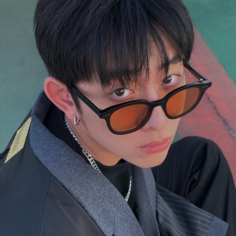 Trendy Sunglasses Male Retro Yellow Glasses Small Face Korean Version ...
