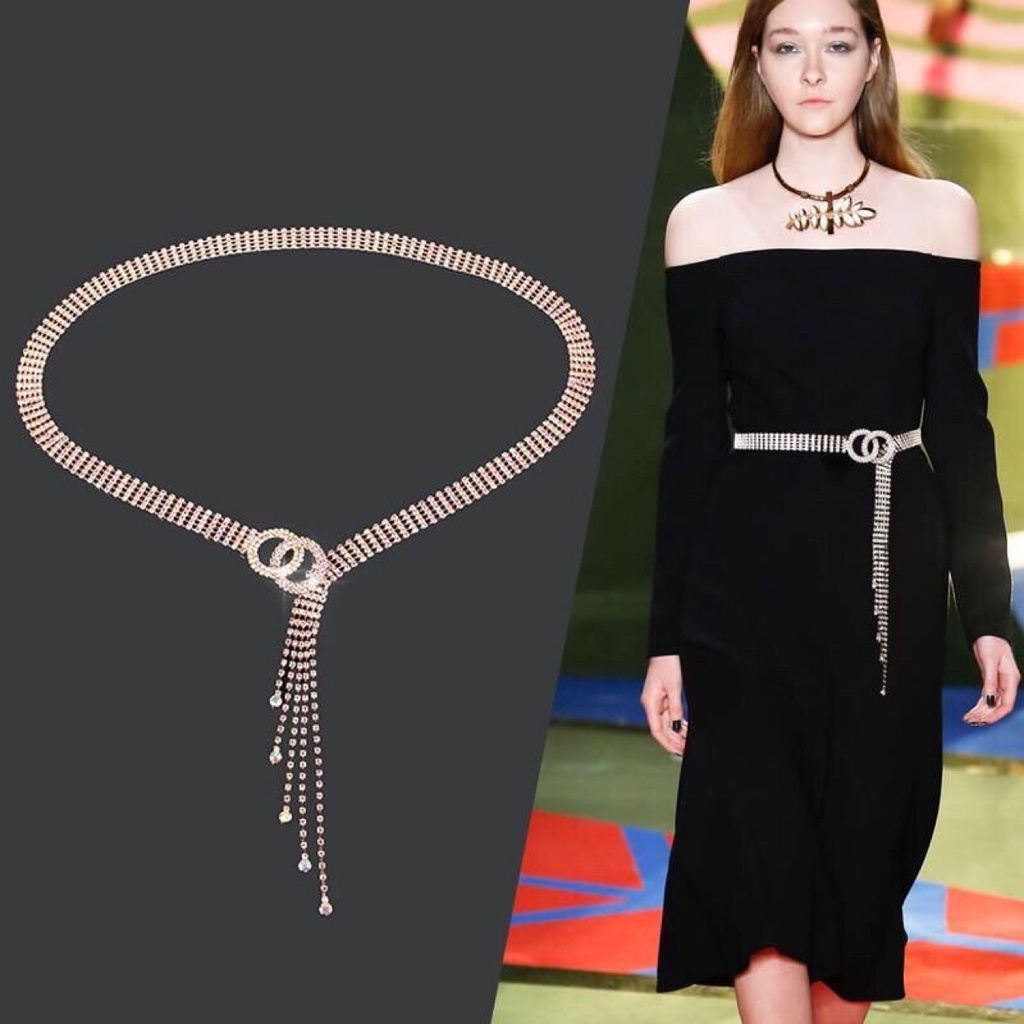 Water Diamond Belt Women's Belt Set Crystal Diamond Waist Chain Luxury ...