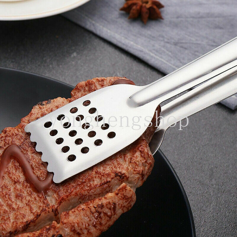 Stainless Steel BBQ Food Tongs Heat-resistant Bread Salad Clip Pastry ...