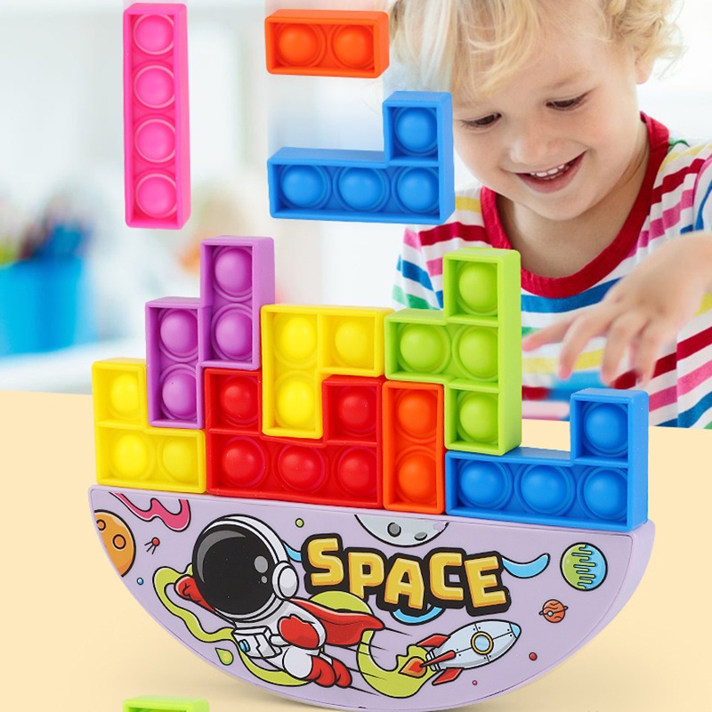 New Tetris Simple Dimple Fidget Toys Kids Push Bubble Puzzle Stacking Game Children Antistress ...
