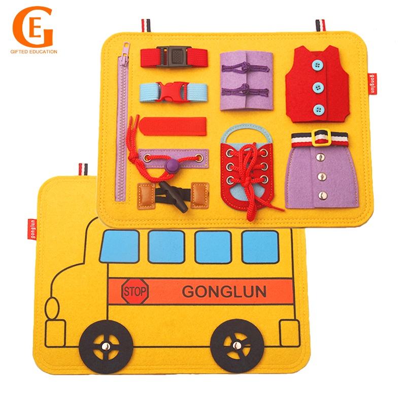 Kids Montessori Busy Board Button Zip Preschool Life Skills Learning ...