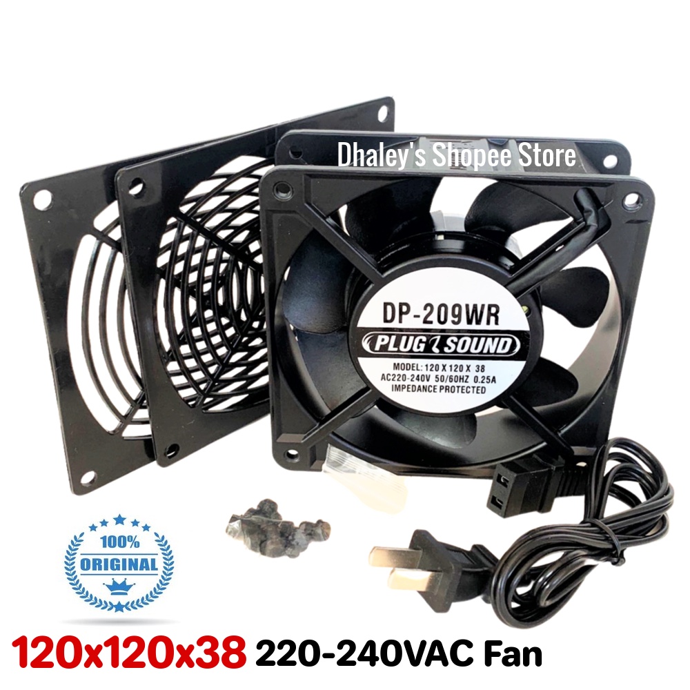 Plug&Sound Exhaust Fan 220VAC Blower Fan 120x10x38 Size with Grills and ...