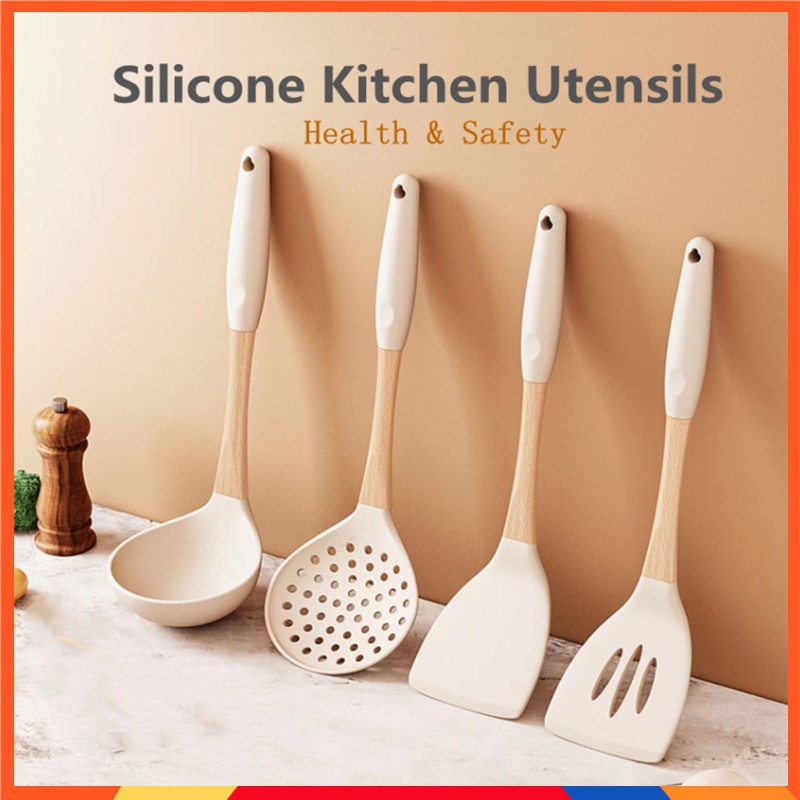 Kitchen Utensil Nonstick pan Spatula/Ladle/Slotted Food Grade Silicone ...