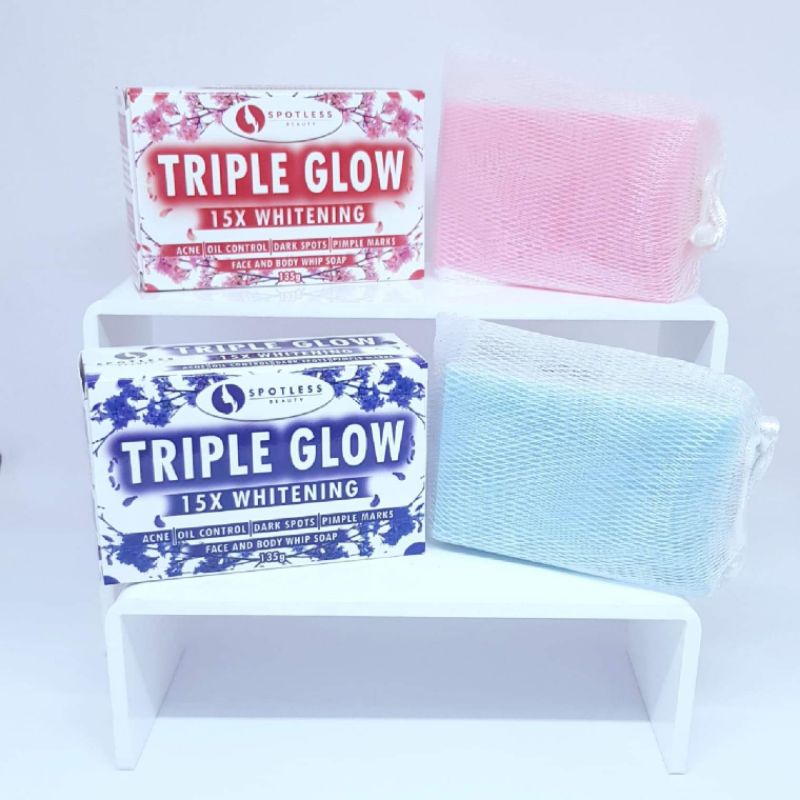 SPOTLESS BEAUTY FACE & BODY SOAP - TRIPLE GL0W FULL SIZE FREE MESH ...