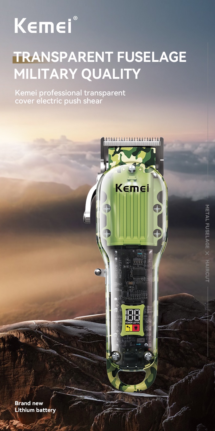 Kemei KM-1926 USB Charging Professional Electric Trimmer LCD Display Rechargeable Hair Clipper ...