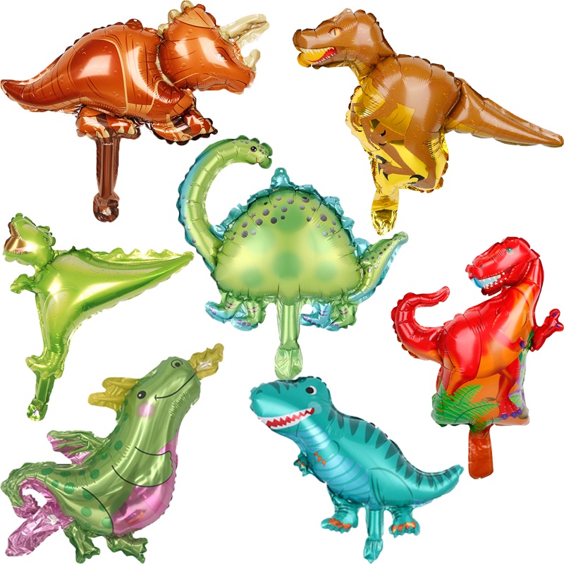 10pcs Mini Cute Walking Dinosaur Foil Balloons Boy Animal Balloons ...