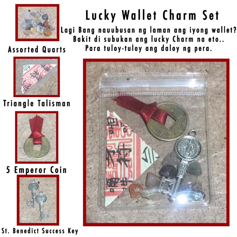 Lucky Wallet Charm Set Blessed & Cleansed w/ freebie green pouch ...