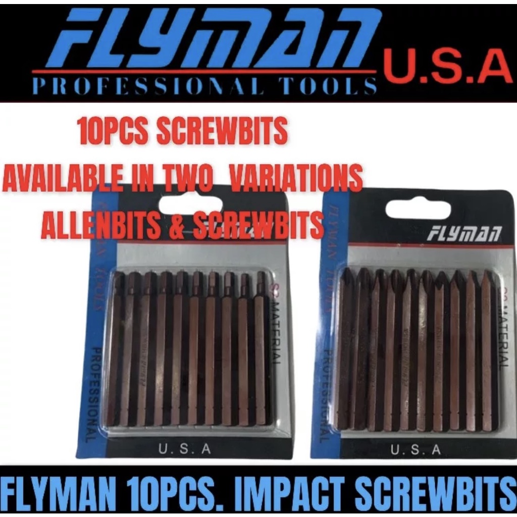 FLYMAN BALA IMPACT Screw Bits Allen Bits 10pc.Set | Shopee Philippines