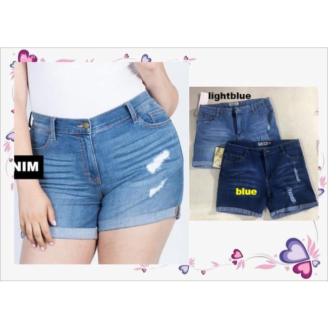 NEW! Tattered Shorts Highwaist August Denim Strechable Plus size/ Big size Curvy / booty fit ...