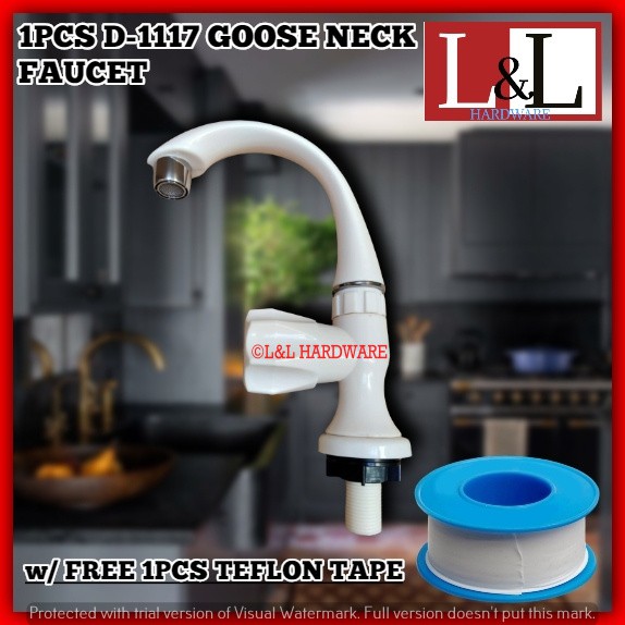 1117+1206 1PCS PVC Goose Neck Kitchen Faucet Thick Single Cold ...