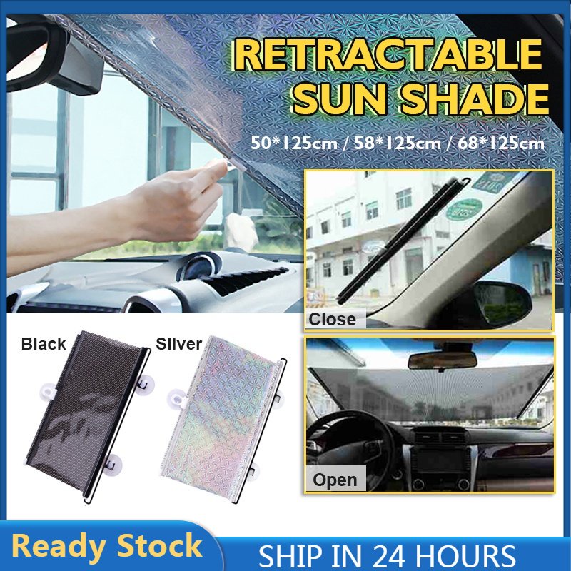 Universal Car Retractable Curtain Side Rear Window Roller Sun Shields ...