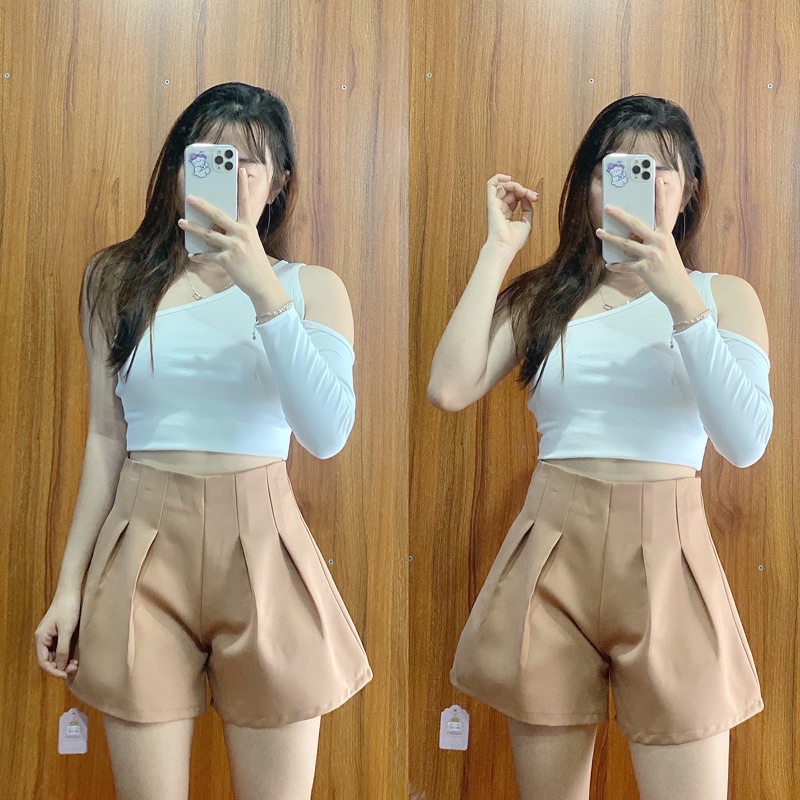 Crop shirt with shoulder piercing style (the main picture) | Shopee ...