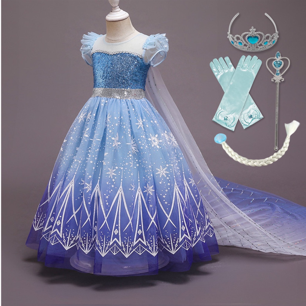Elsa Girls Formal Princess Ball Gowns Elsa Anna Kids Princess Costume ...