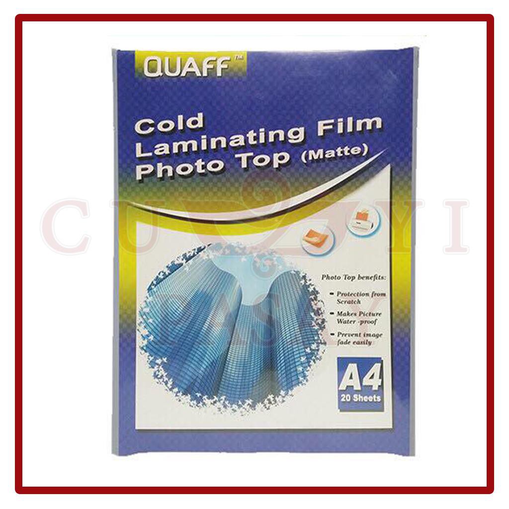 QUAFF Photo Top Cold Laminating Film A4 size 20sheets (Matte) | Shopee ...