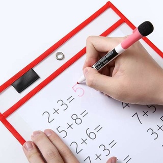 REUSABLE DRY ERASE POCKET SLEEVE WITH LOOP FOR WORKSHEET AND WHITEBOARD ...