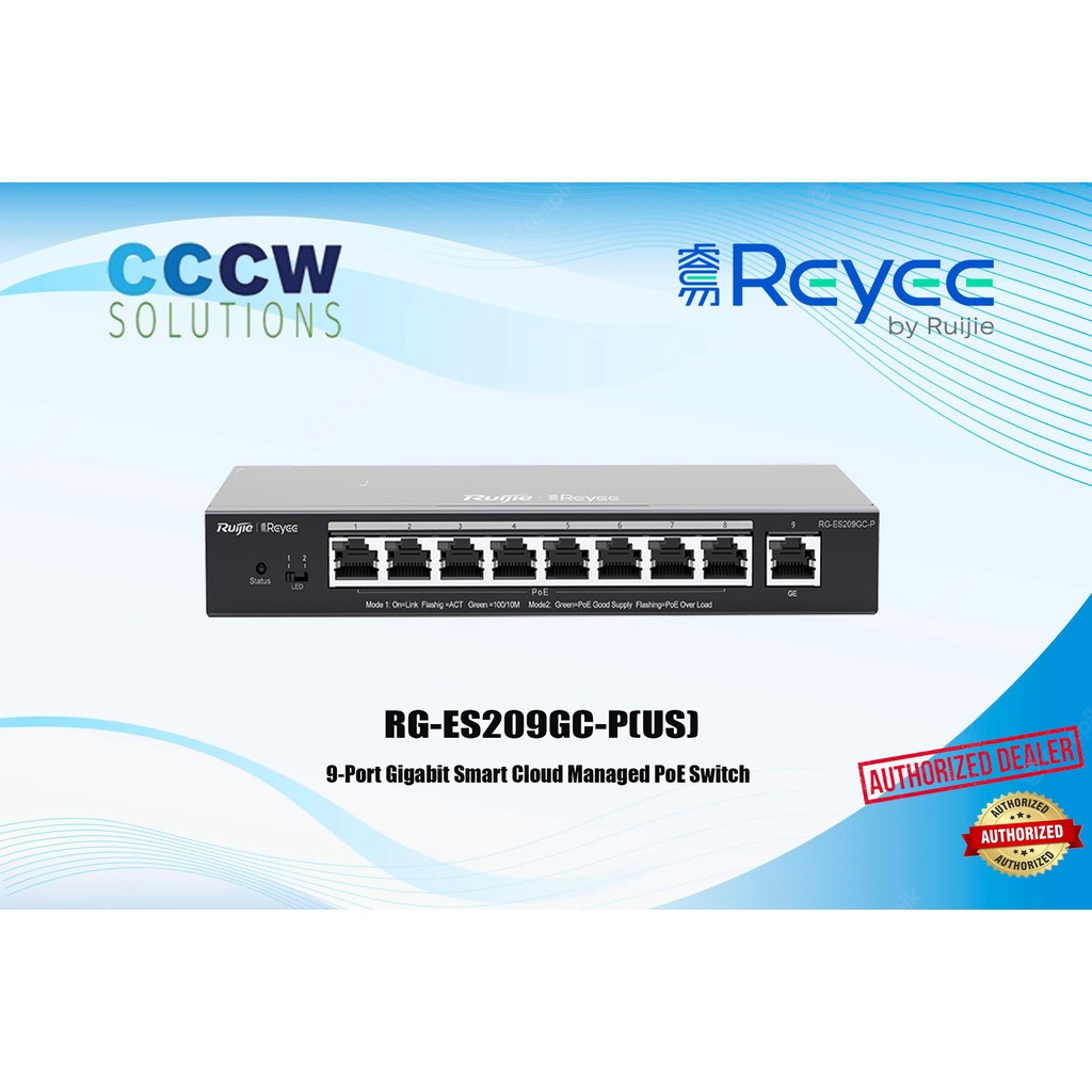 RUIJIE-REYEE RG-ES209GC-P (US) 9-Port Gigabit Smart Cloud Mananged PoE ...