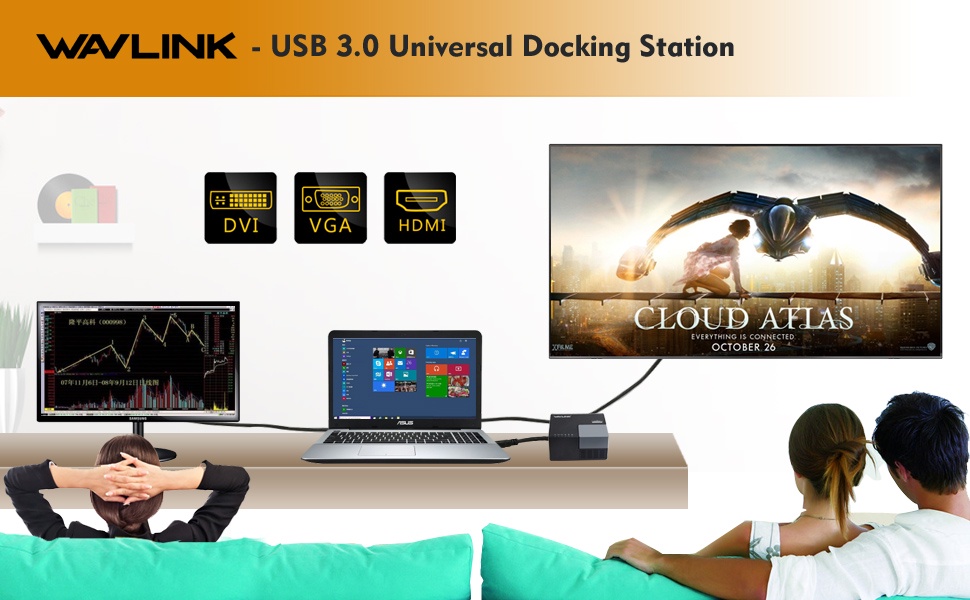 Wavlink Universal USB 3.0 DisplayLink 2k Dual 1080p Video Docking ...