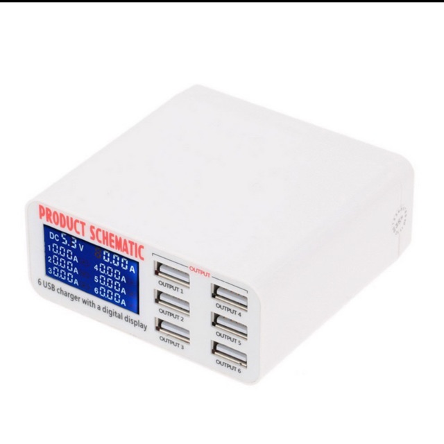 5V 6A Output 3.5A 6-ports USB Fast Charger smart usb HUB Adapter White ...