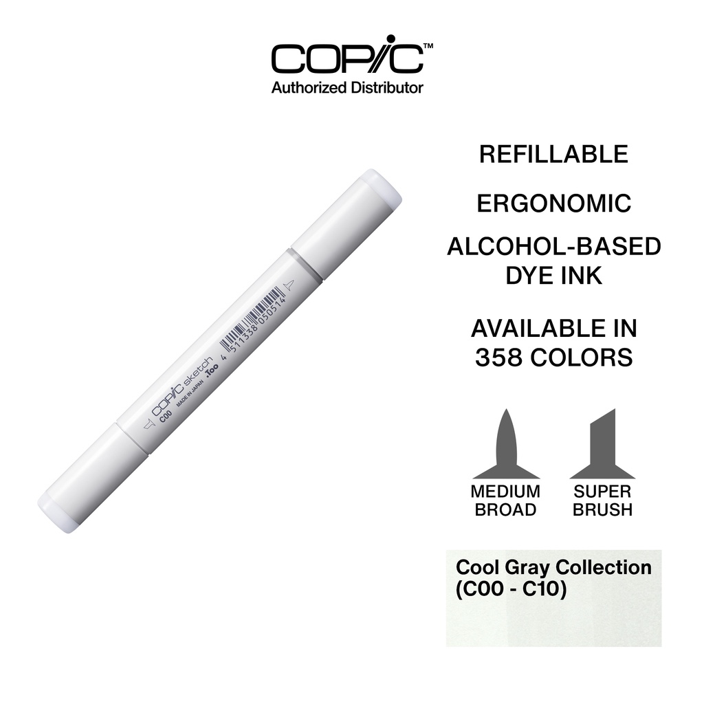 Copic Sketch Marker C (Cool Gray) Collection (C00-C10) | Shopee Philippines