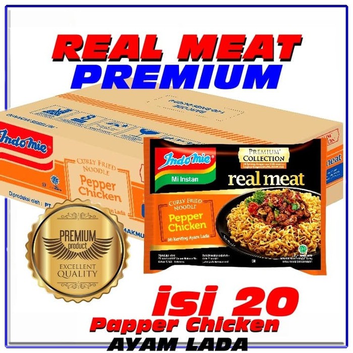 Indonesian Premium Noodles 1 Box contains 20 Pcs Indomie Real Meat ...