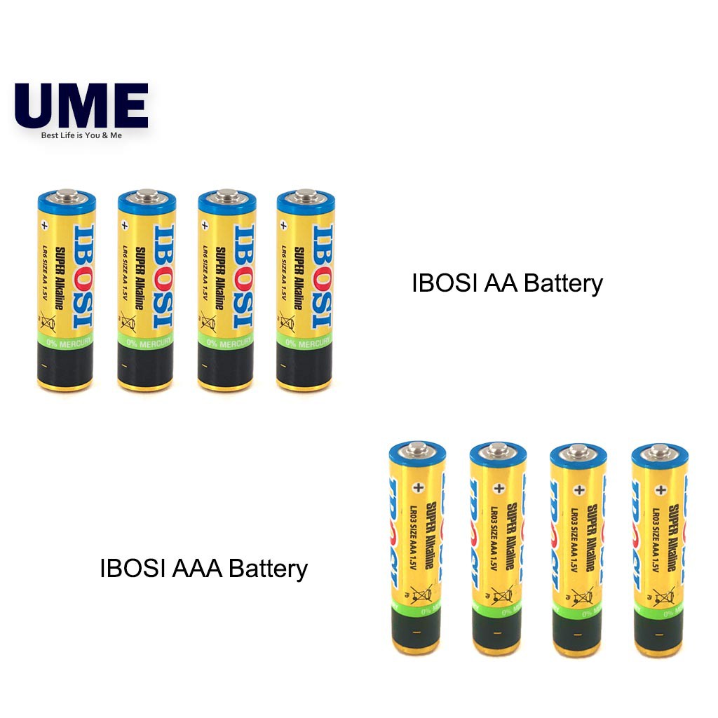 4pcs AAA / AA 1.5V Battery IBOSI Super Alkaline Power 2A/3A Batteries ...