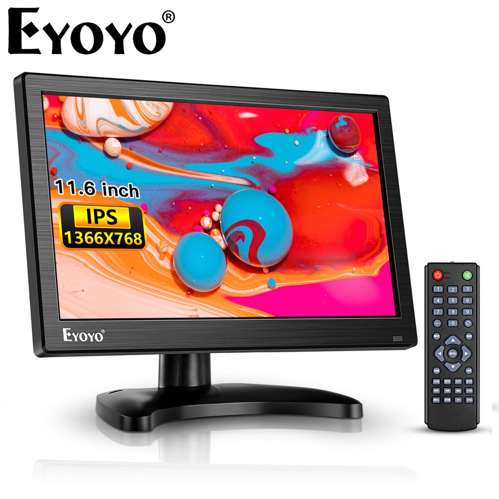 Eyoyo Monitor 12 Inch IPS Screen 1366x768 HD Display Small CCTV Monitor ...