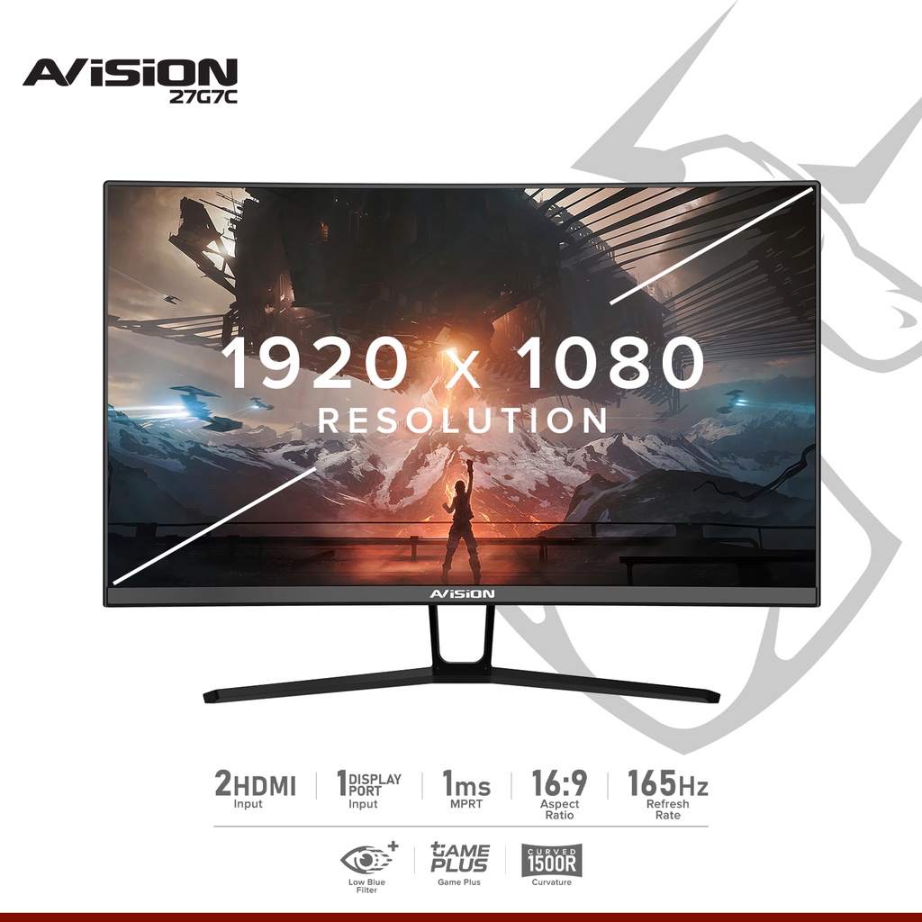 Avision 27inch 165Hz 1920x1080 16:9 (MPRT 1ms) Full HD Curved 1500R ...