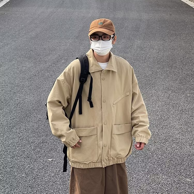 [M-2XL] Autumn Japanese Style Retro Lapel Overall Jacket Men Harajuku ...