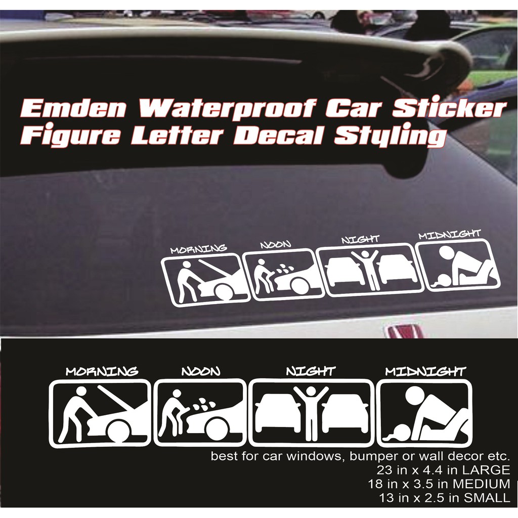 Emden Waterproof Car Sticker Figure Letter Decal Styling Morning Noon ...