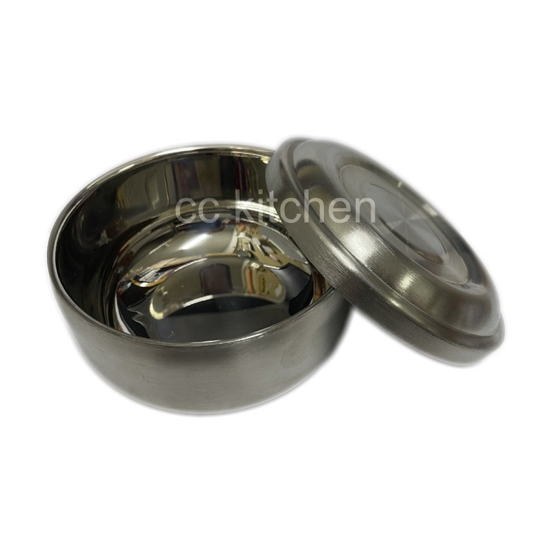 STAILESS STEEL KOREAN STYLE DOUBLE LAYER RICE BOWL WITH LID 10CM | Shopee Philippines