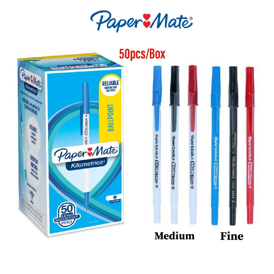 Papermate Kilometrico Ball Pen Fine 0.8mm/Medium 1.0mm (50Pcs/Box ...
